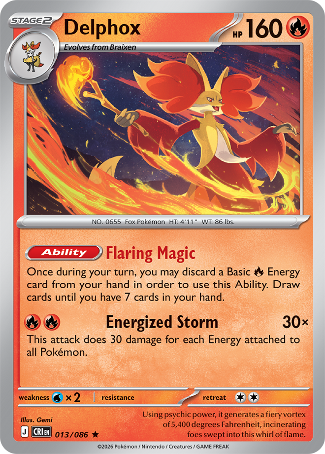 Mega Evolution - Chaos Rising 013/086 Delphox Reverse Holo – Hodges ...