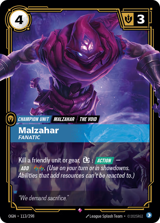 Riftbound: League of Legends TCG Origins 113/289 Malzahar, Fanatic ...