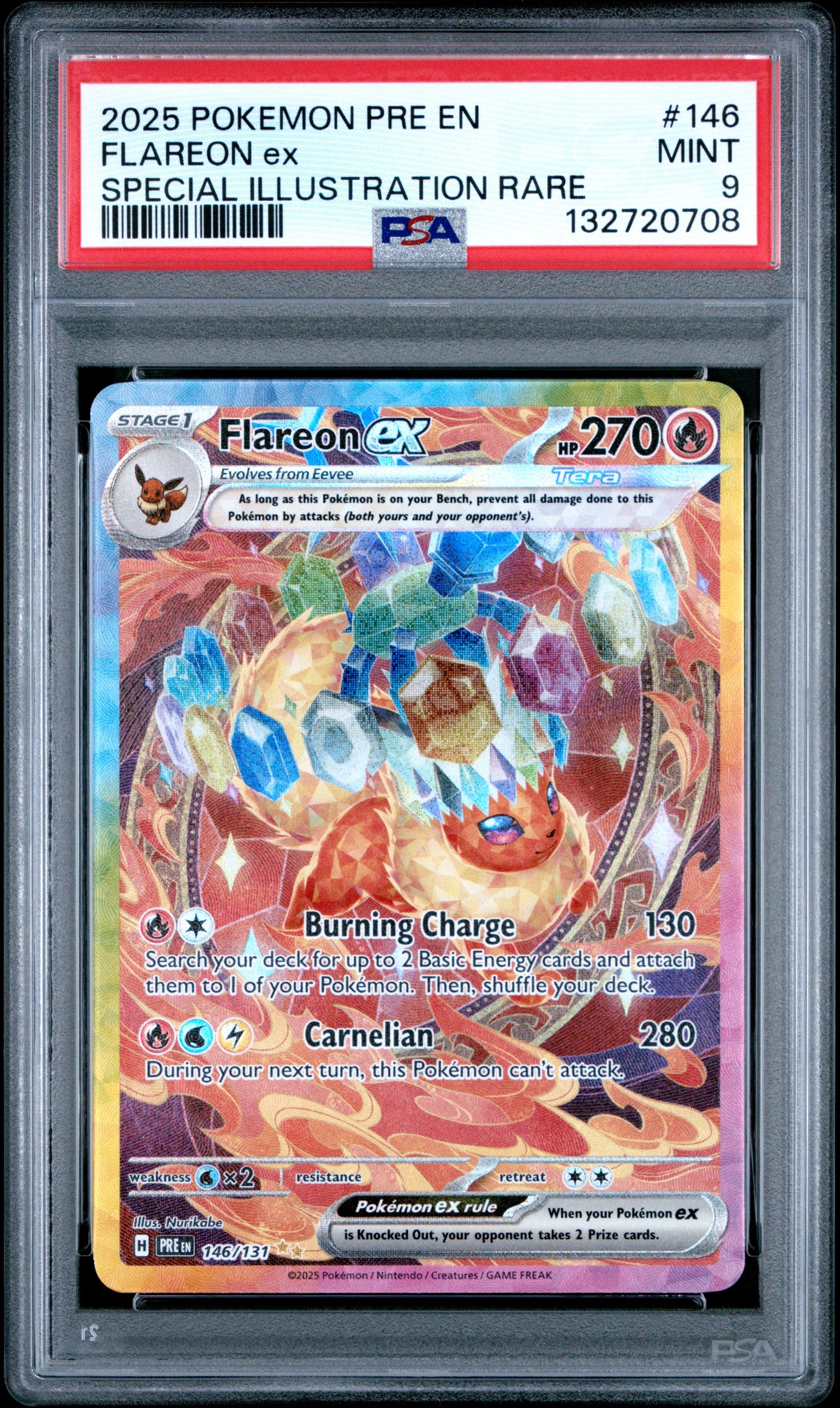 2025 POKEMON PRE EN-PRISMATIC EVOLUTIONS #146 FLAREON ex SPECIAL ILLUS ...